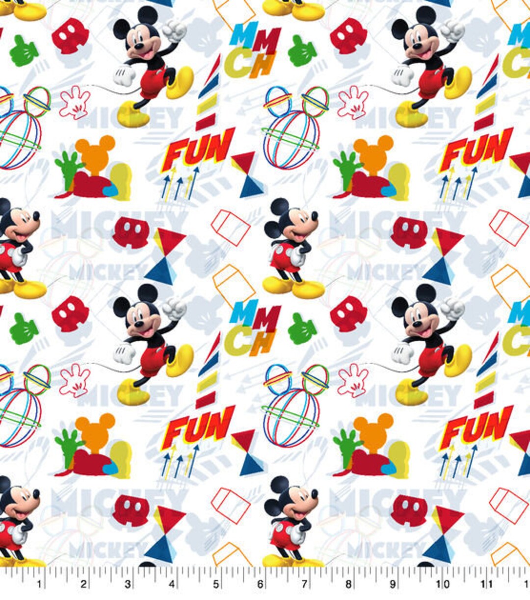 Disney Mickey Mouse Funhouse Fun Flash Fabric by the Half Yard, 100% ...