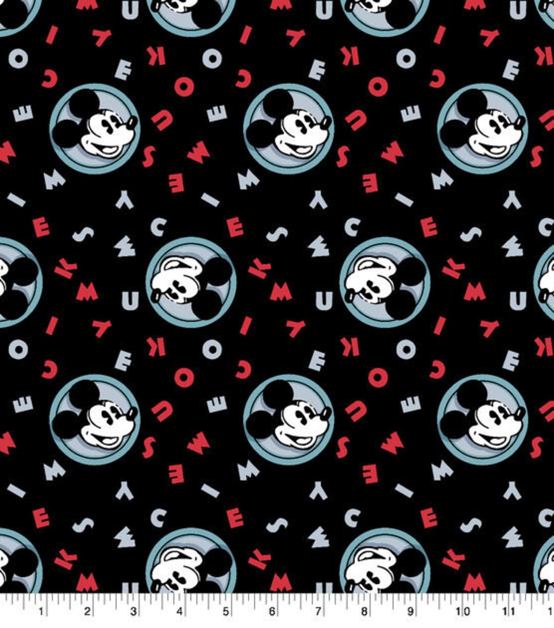Disney Mickey Mouse Letter Fabric by the Half Yard, 100% Cotton - Etsy