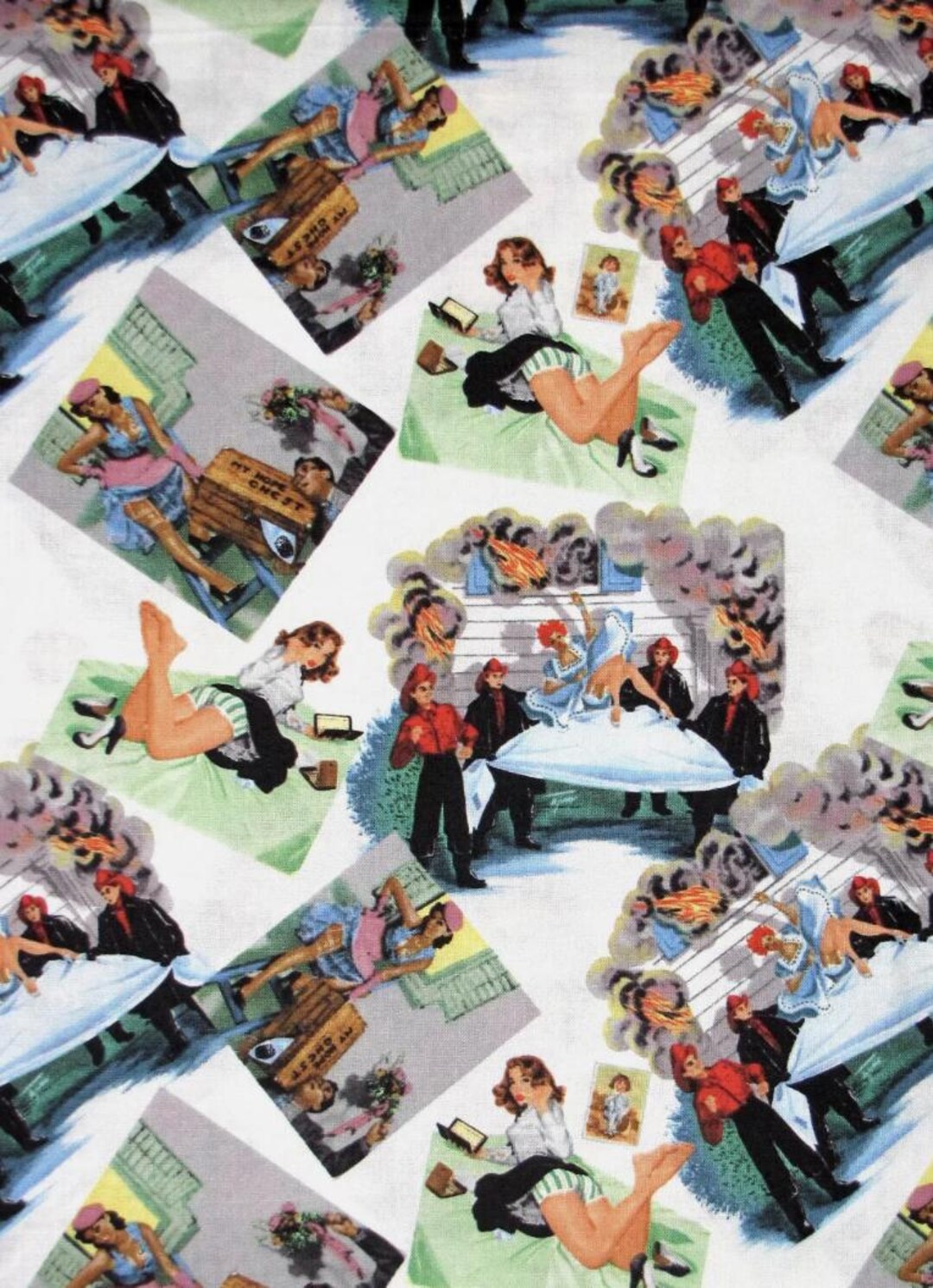 Springmaid Poster Ladies Fabric Vintage Girls Cotton Springs CP72595 ...