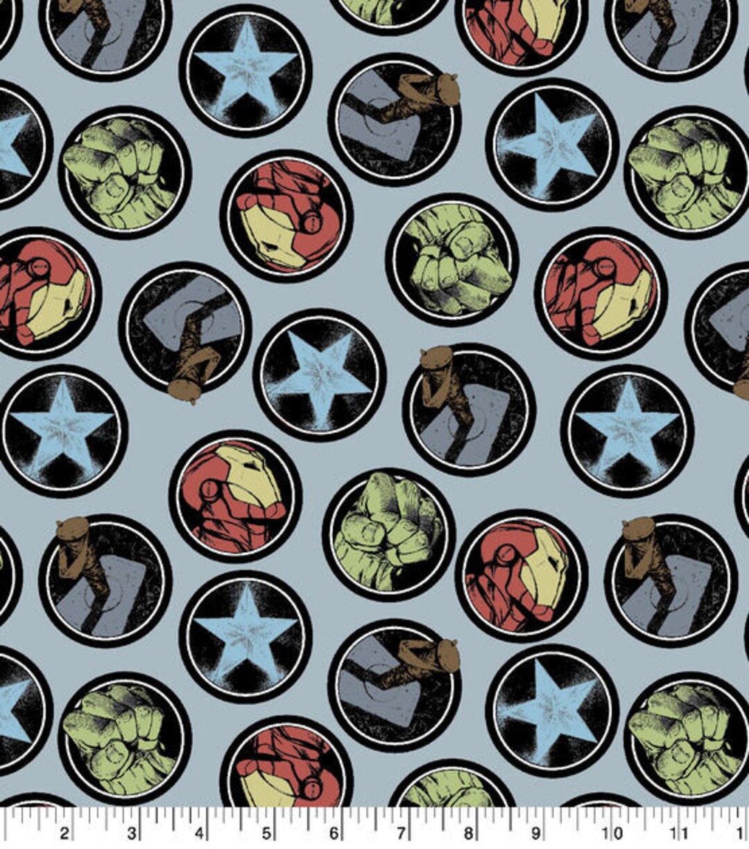 Marvel Avengers Icon Flannel Cotton - Logo Fabric 100 % Cotton Material ...