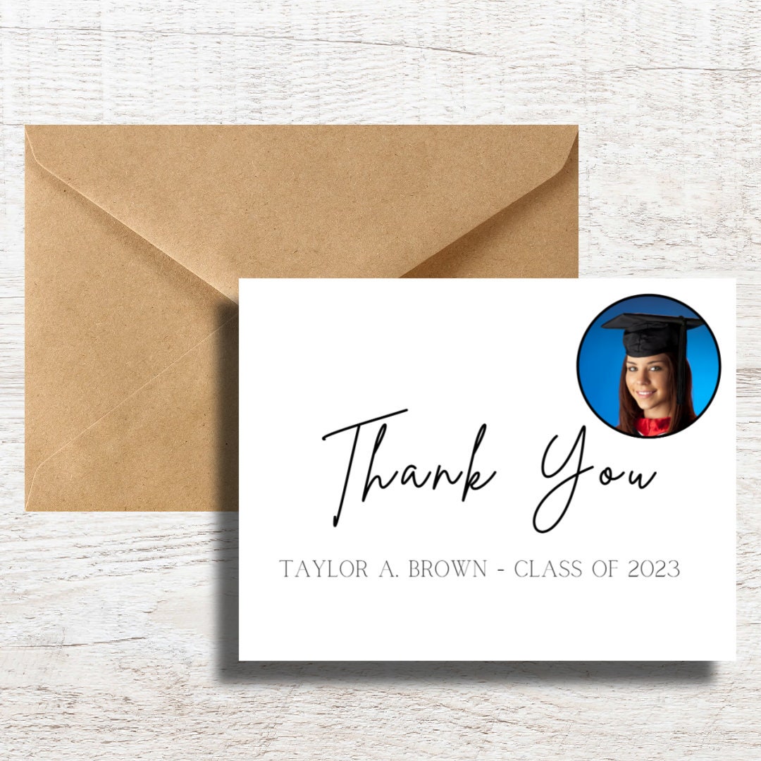 Personalized Photo Graduation Thank You Cards Set Custom - Etsy