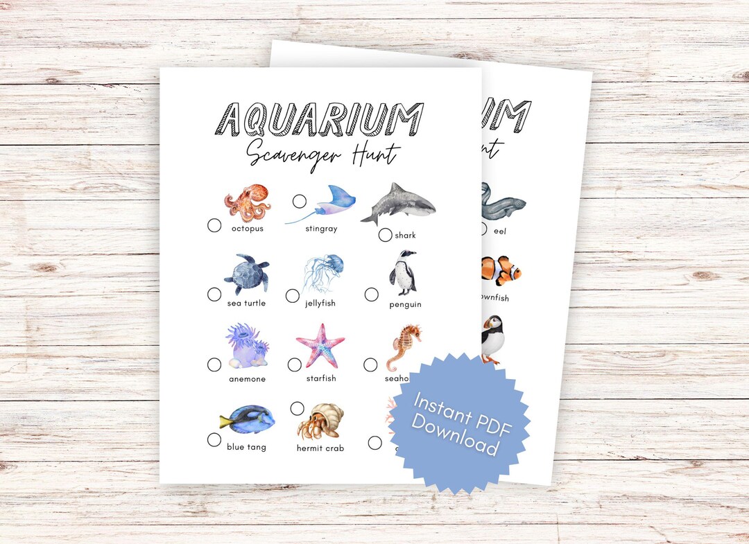 Aquarium Scavenger Hunt Printable: Kids & Adults Field Trip Game (PDF ...