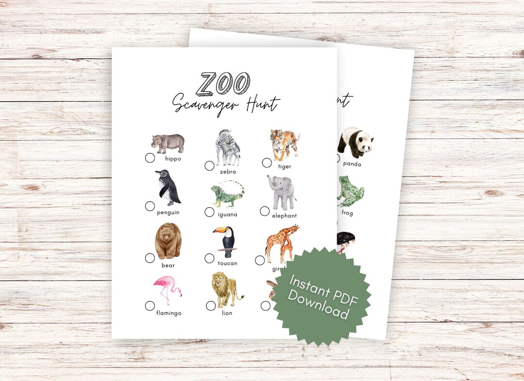 Zoo Scavenger Hunt Printable - Field Trip Activities for Kids & Adults ...