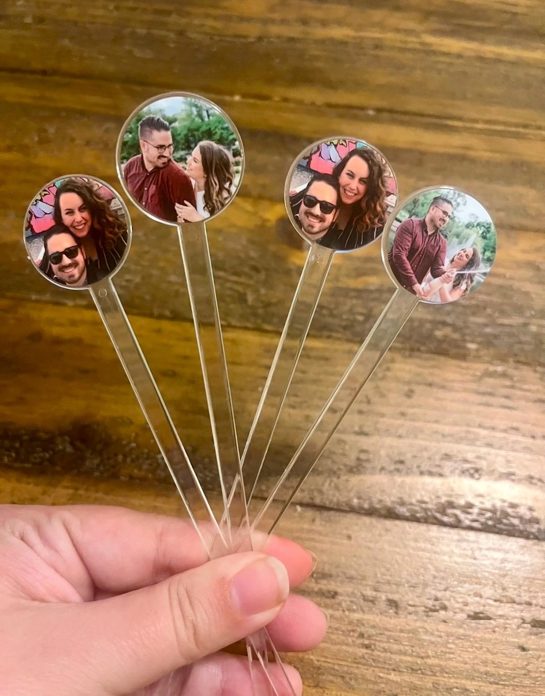 Custom Photo Drink Stirrers: Engagement & Wedding Party Decor - Etsy