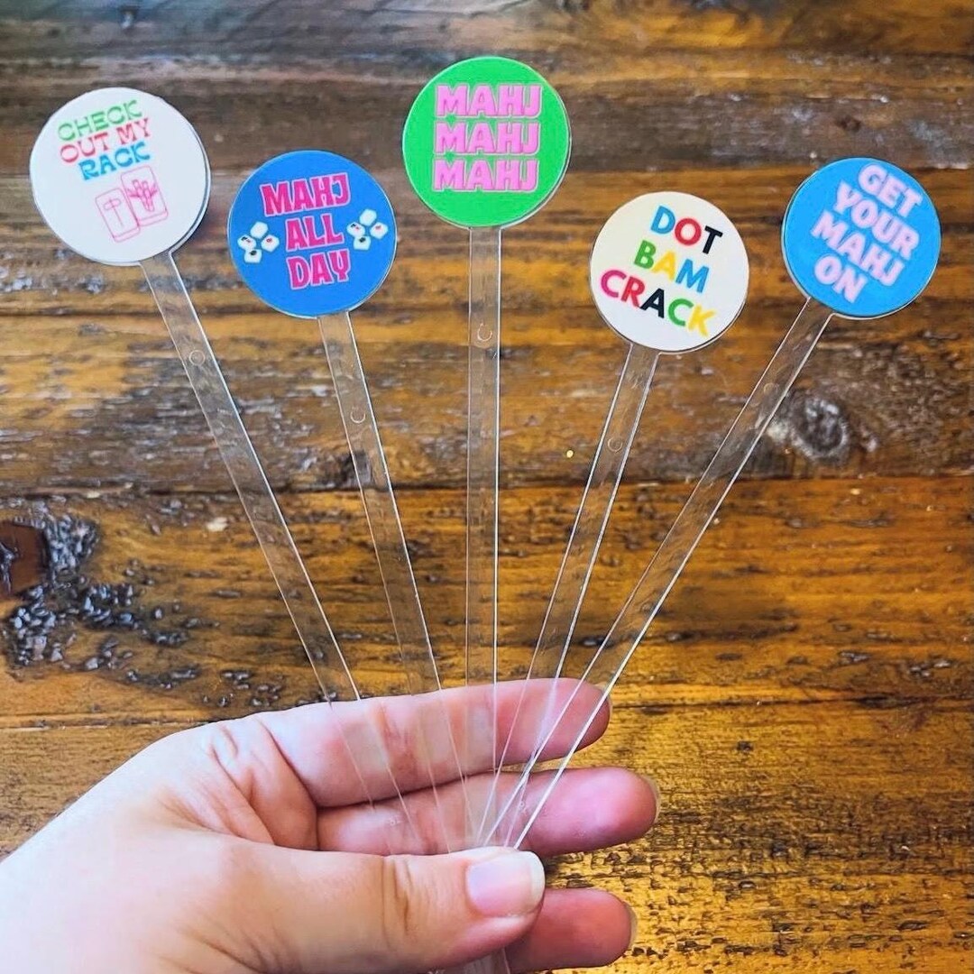 Mahjong Drink Stirrers: Double Sided Acrylic Cocktail Swizzle Sticks - Etsy