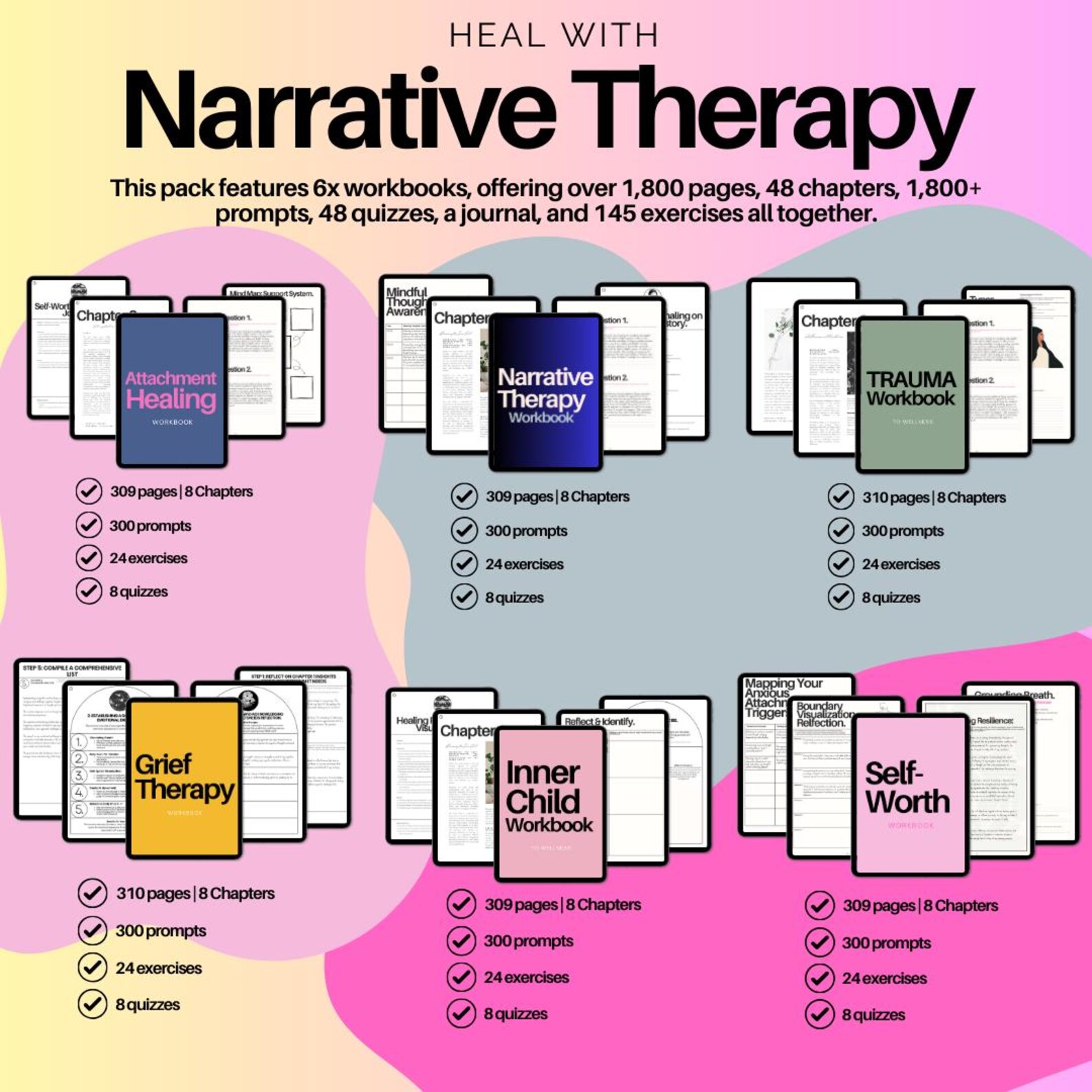 Narrative Therapy Workbook & Worksheet Bundle: Prompted Writing and ...