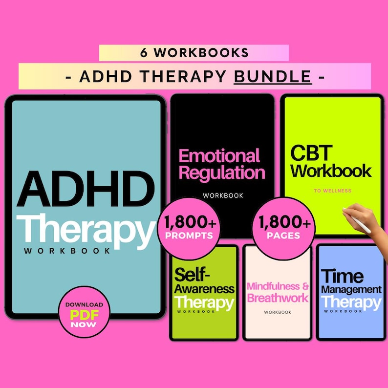 ADHD Therapy Workbook Bundle: Digital Worksheets + Guided Meditations ...