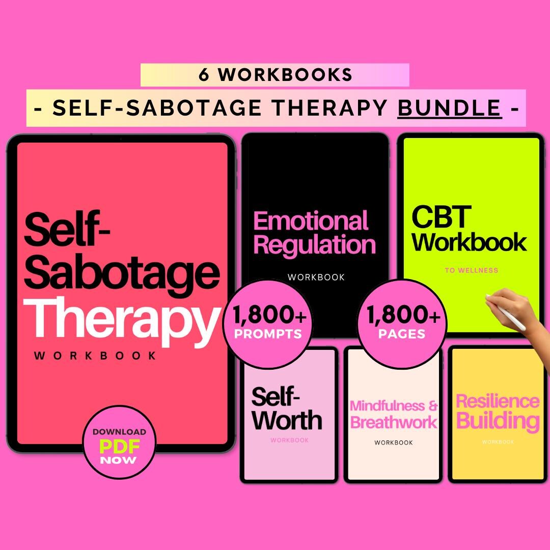 Self-sabotage Therapy Workbook Bundle: Journal & Healing Worksheets ...