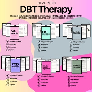 DBT Therapy Workbook Bundle: Skills Training, Diary Cards, Worksheets ...