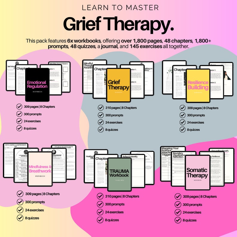 Grief Workbook Therapy Bundle, Grief Therapy Worksheets & Journal ...