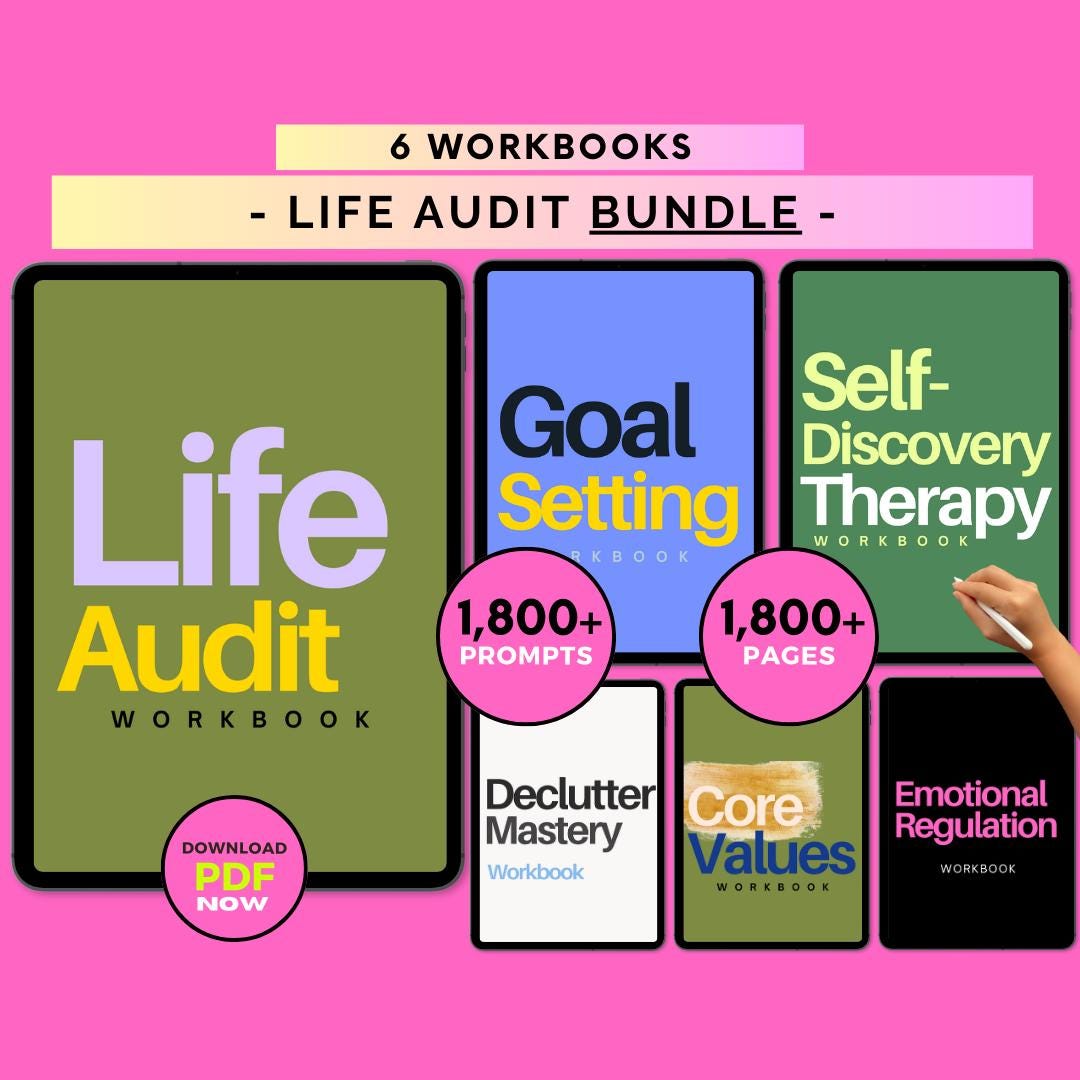 Life Audit Therapy Workbook Bundle: Worksheet Exercises, Planner ...