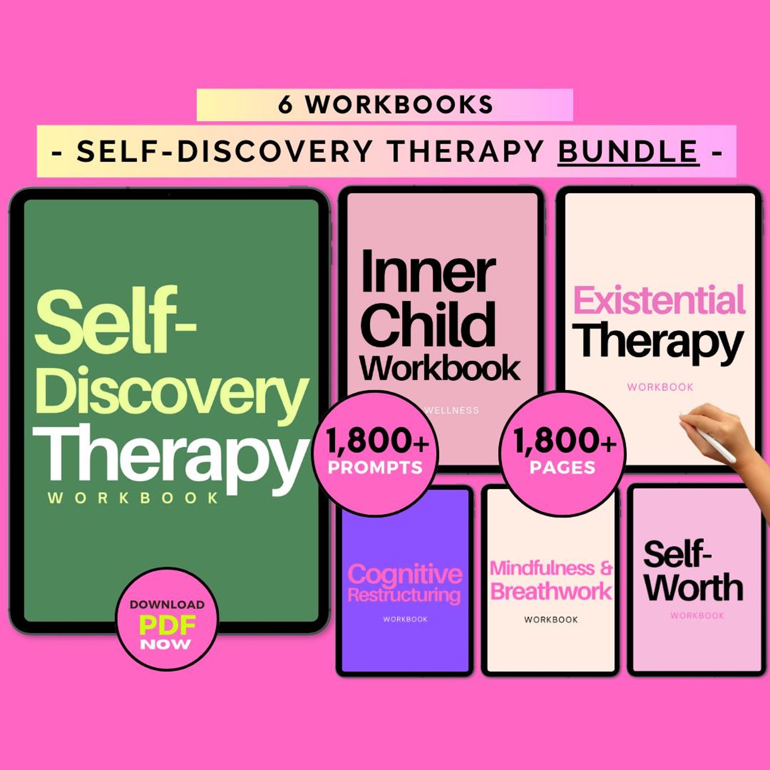 Self-discovery Therapy Workbook Bundle: Digital Worksheets & Journal ...