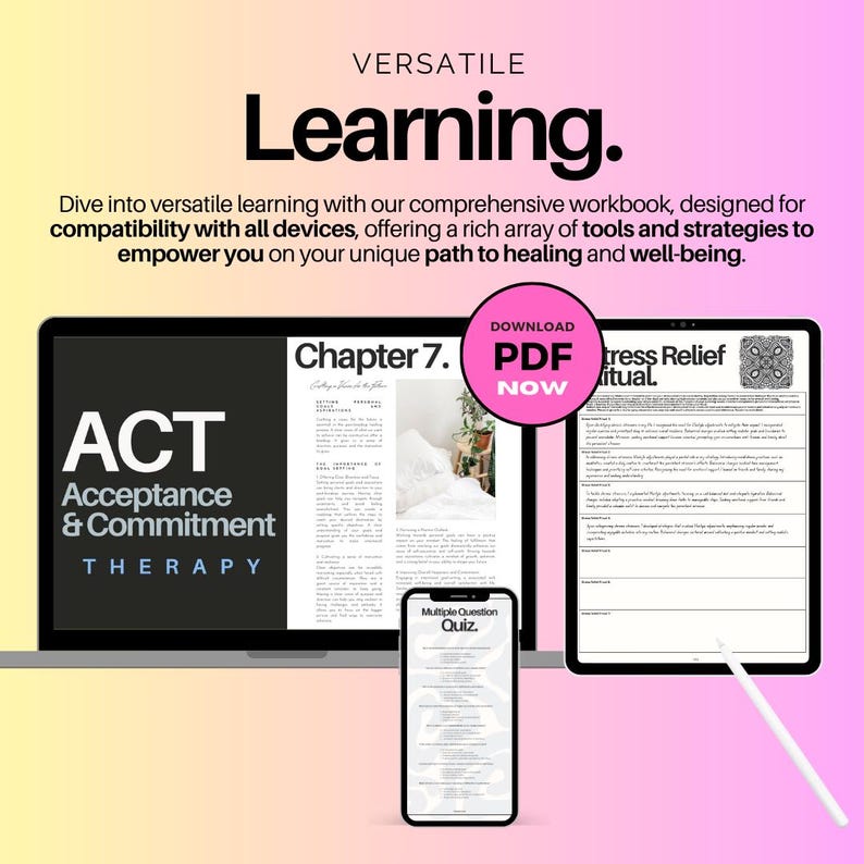 Acceptance & Commitment Therapy Workbook Bundle: ACT Worksheets and ...