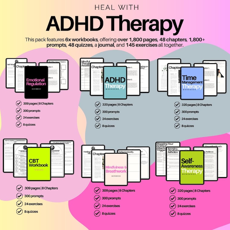 ADHD Therapy Workbook Bundle: Digital Worksheets + Guided Meditations ...