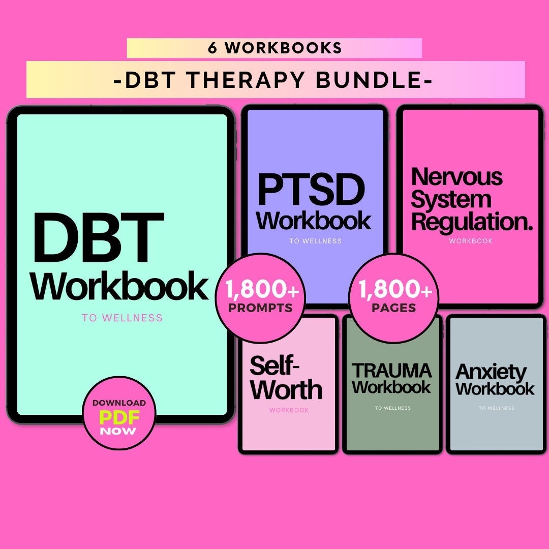 DBT Therapy Workbook Bundle: Skills Training, Diary Cards, Worksheets ...