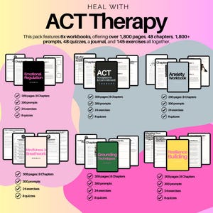 Acceptance & Commitment Therapy Workbook Bundle: ACT Worksheets and ...