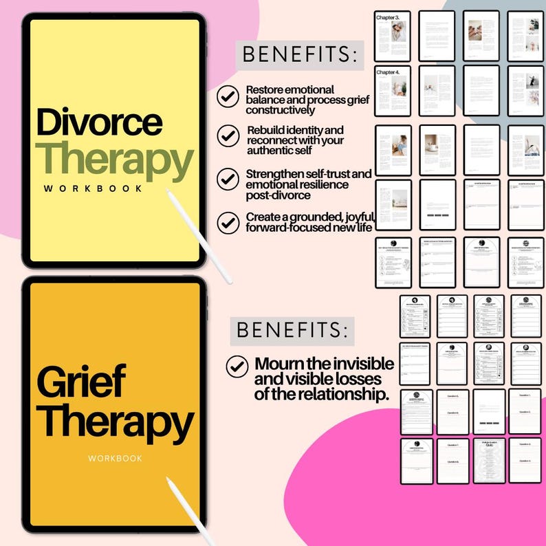 Divorce Therapy Workbook Bundle: Coping, Boundaries & Grief Worksheets ...