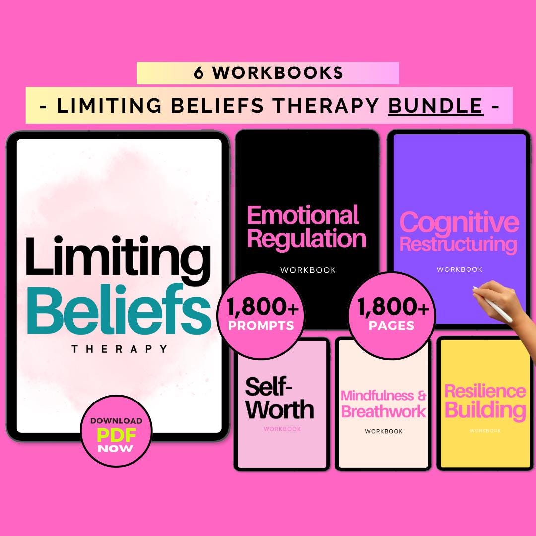 Limiting Beliefs Workbook Bundle: Core Belief Worksheets, CBT Tools ...