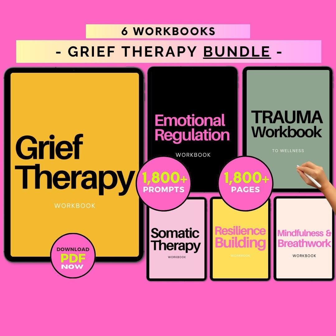 Grief Journal & Workbook Bundle: Recovery Therapy Worksheets and ...