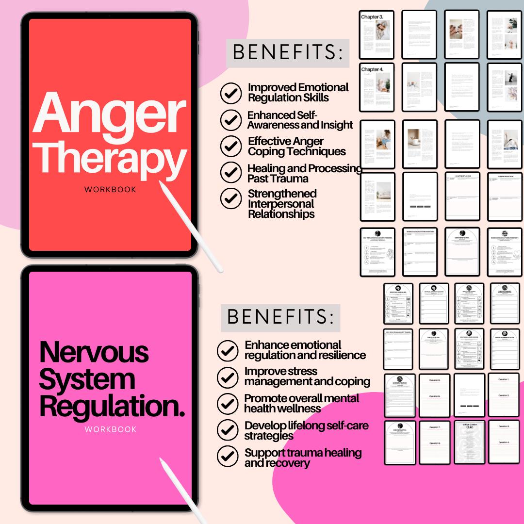 Anger Therapy Workbook Bundle, Anger Management Workbook & Worksheets ...