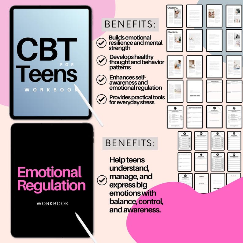 CBT Worksheets for Teens Workbook Bundle: Anxiety & Stress Coping ...