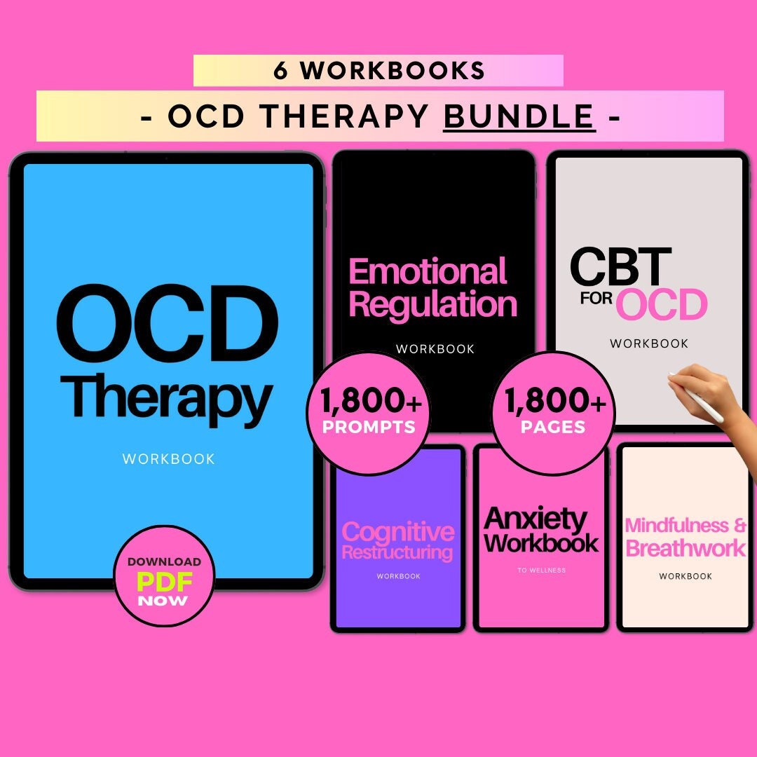 OCD Therapy Workbook Bundle: CBT for OCD, Recovery Journals & Mental Health Worksheets (digital ...