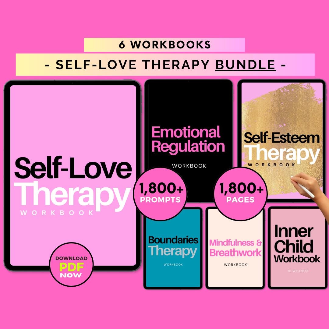 Self-love Therapy Workbook Bundle: Journal + Worksheets & Affirmations ...