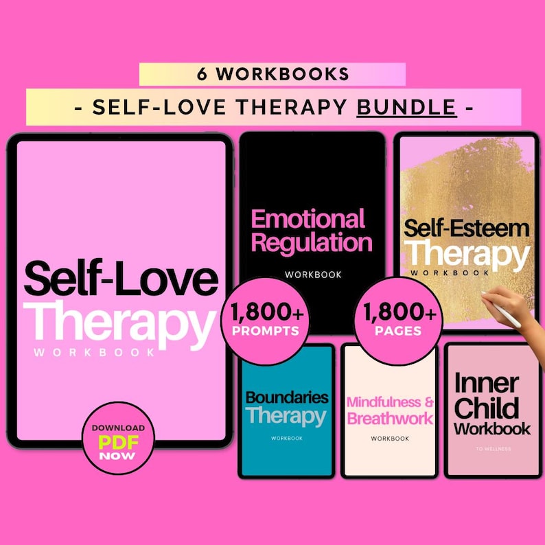 Self-love Therapy Workbook Bundle: Journal + Worksheets & Affirmations ...