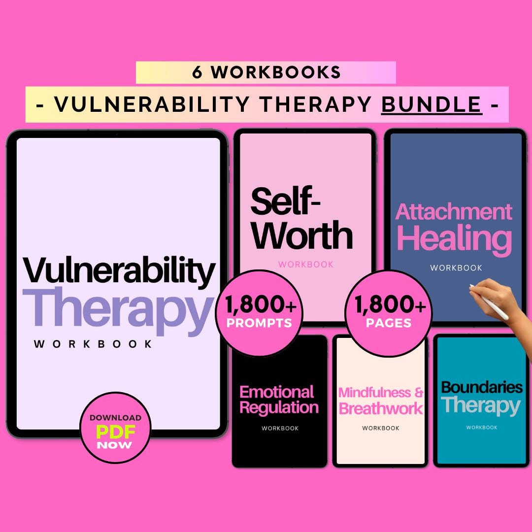 Vulnerability Therapy Workbook Bundle: Worksheets, Boundaries & Mindfulness (digital Download ...