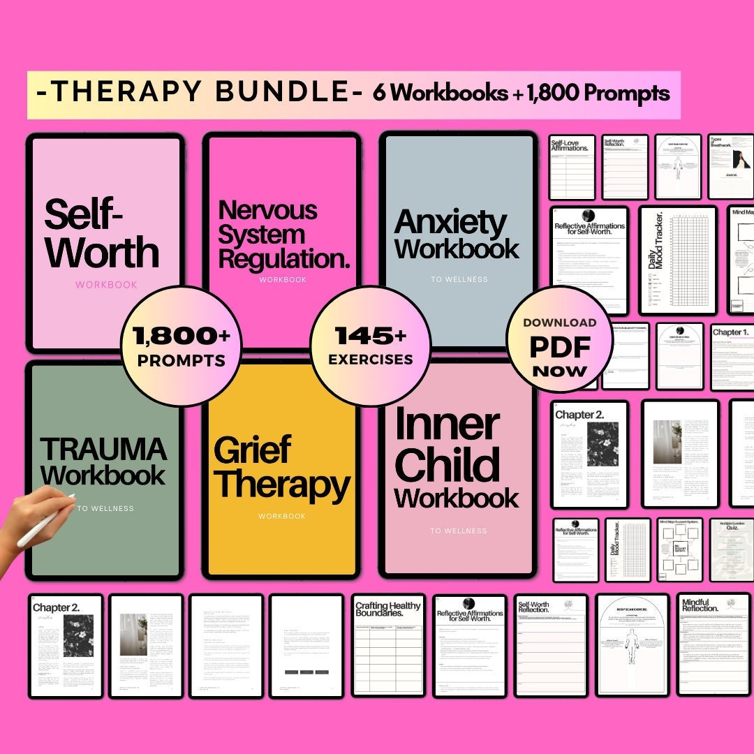 Therapy Bundle, Anxiety Workbook, Nervous System Regulation, Grief ...