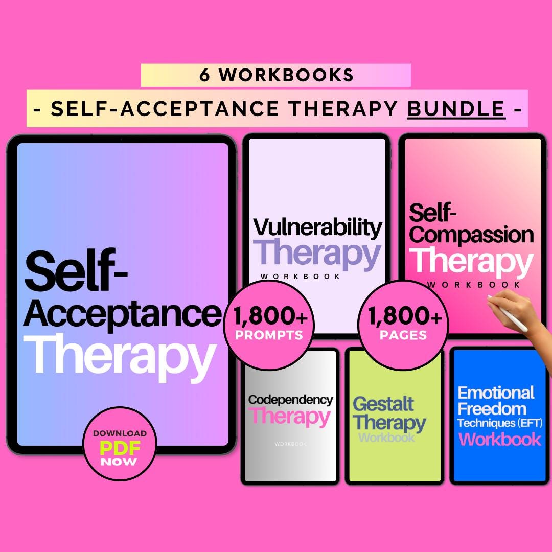 Self-acceptance Workbook & Worksheets Bundle: Radical Acceptance and ...