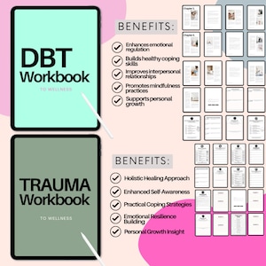DBT Therapy Workbook Bundle: Skills Training, Diary Cards, Worksheets ...