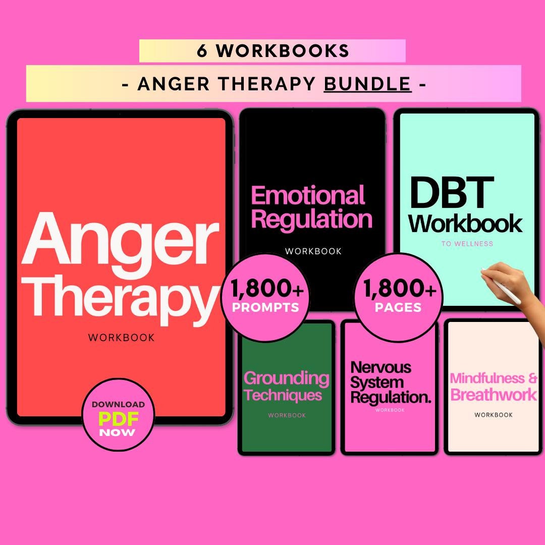Anger Therapy Workbook Bundle, Anger Management Workbook & Worksheets ...