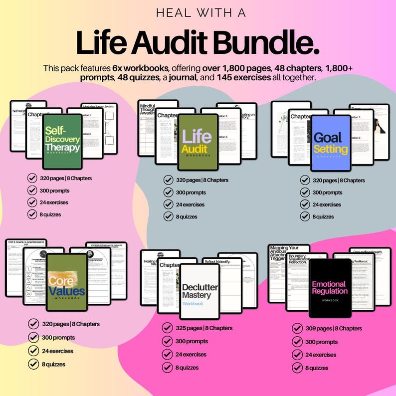 Life Audit Therapy Workbook Bundle: Worksheet Exercises, Planner ...