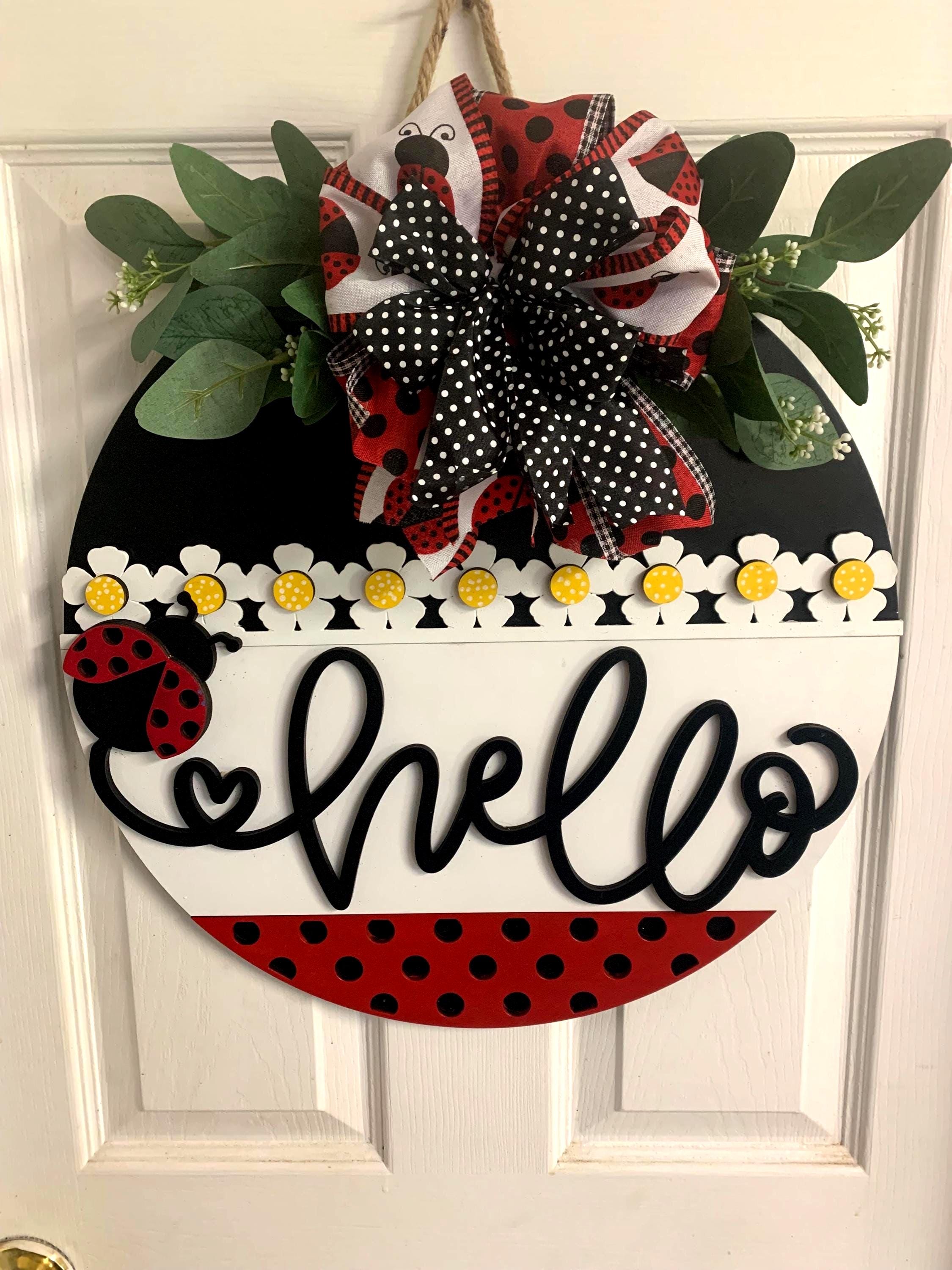 Ladybug Door Hanger for Front Door, Ladybug Entryway Door Hanger, Front ...
