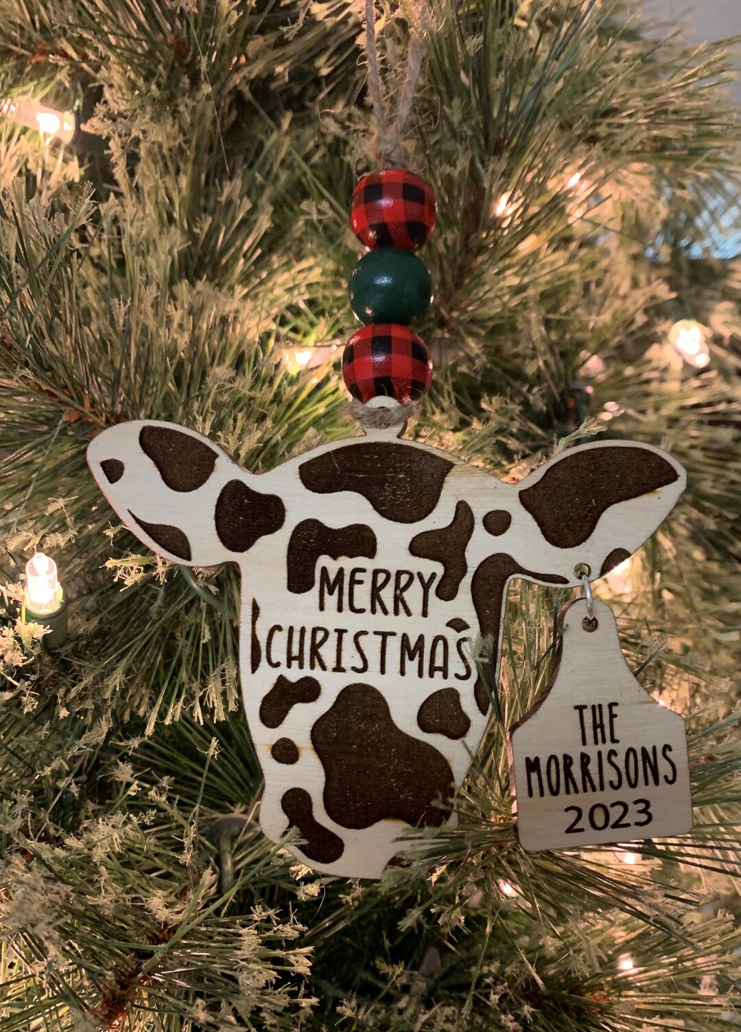 Cow Christmas Ornament, Personalized Cow Ornament, Personalized Cow ...