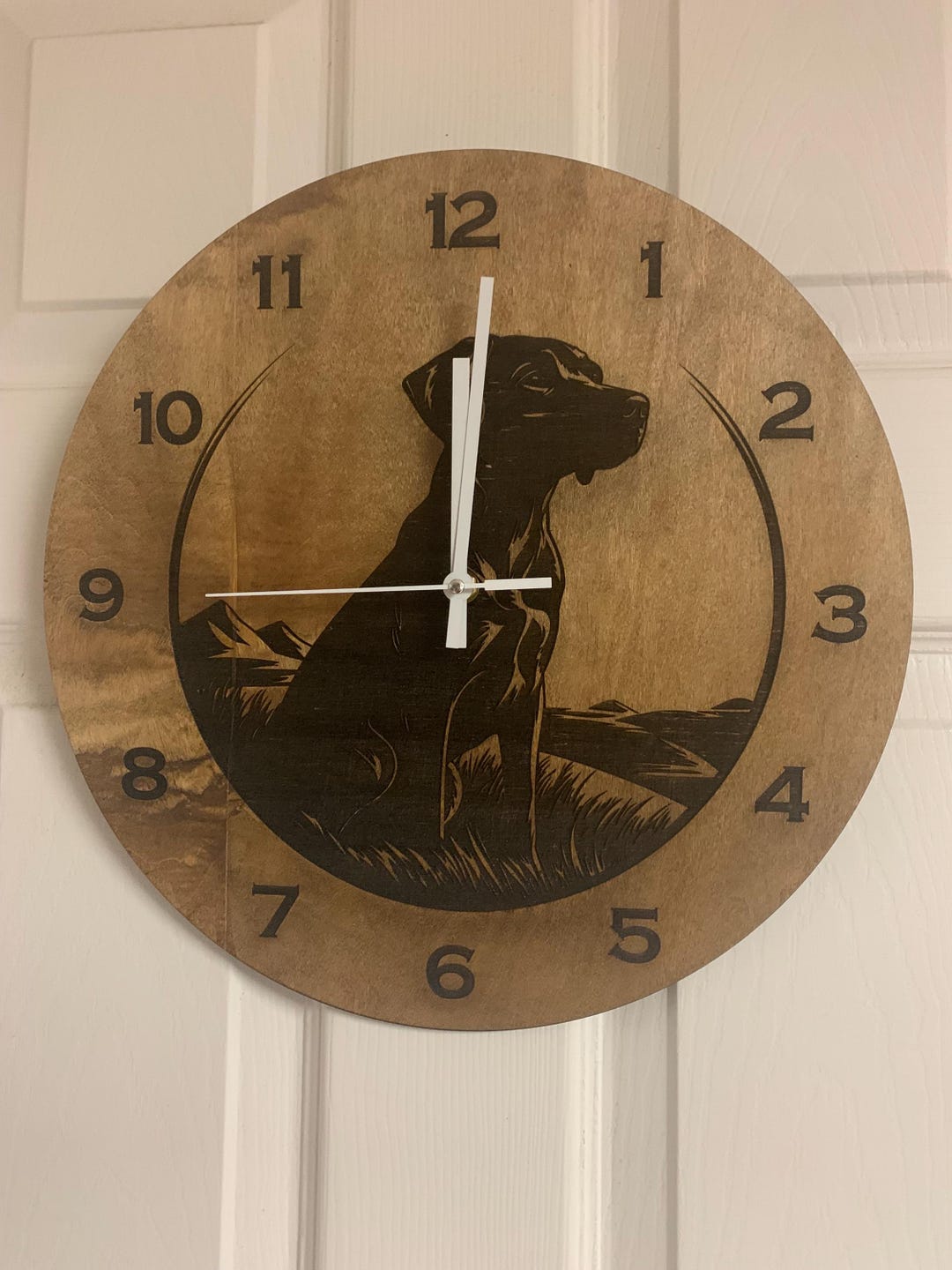 Labrador Retriever Clock, Wooden Engraved Dog Clock, Pet Clock ...