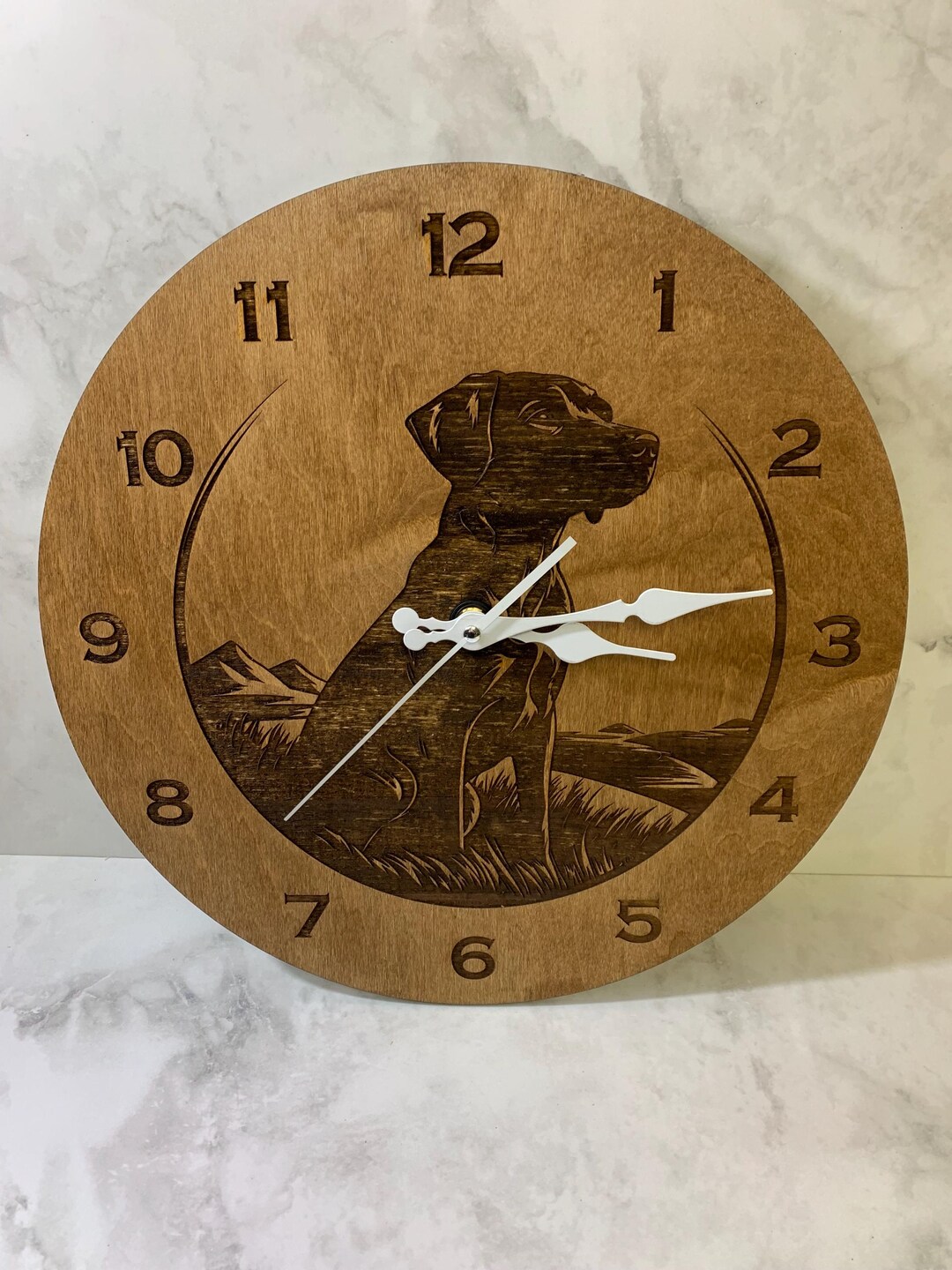 Labrador Retriever Clock, Wooden Engraved Dog Clock, Pet Clock ...