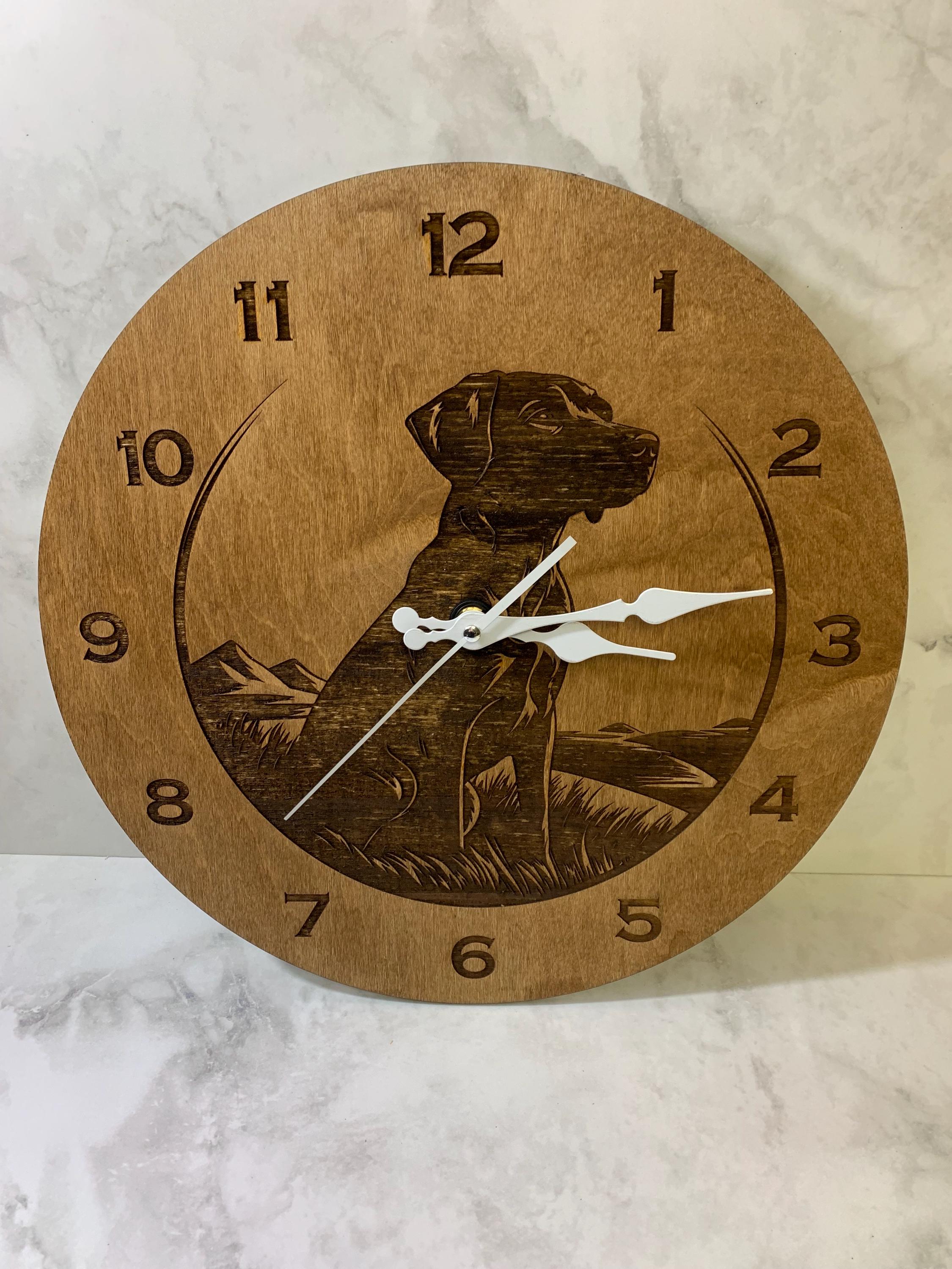 Labrador Retriever Clock, Wooden Engraved Dog Clock, Pet Clock ...