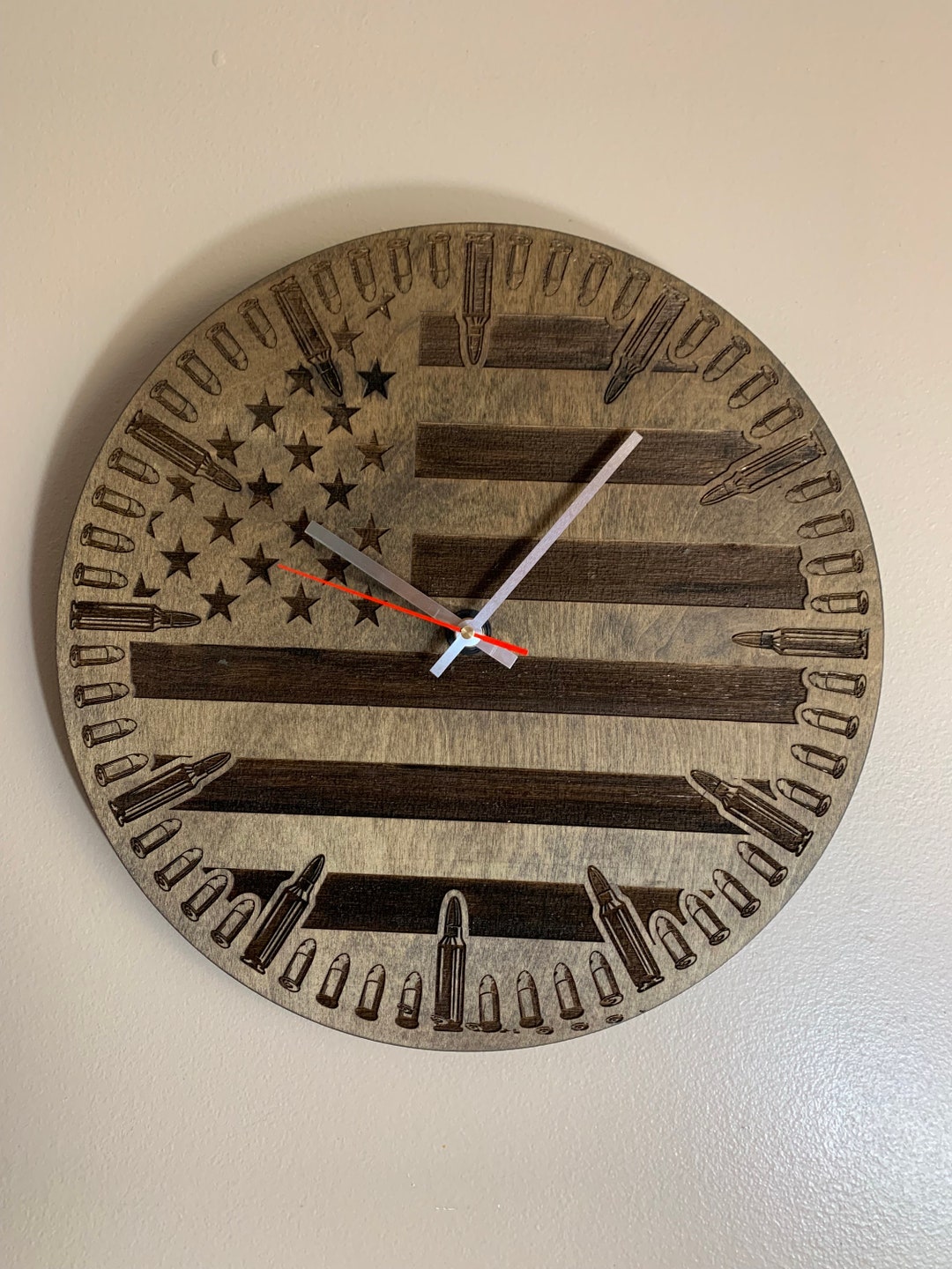 American Flag Ammo Battery Operated Wall Clock - Etsy