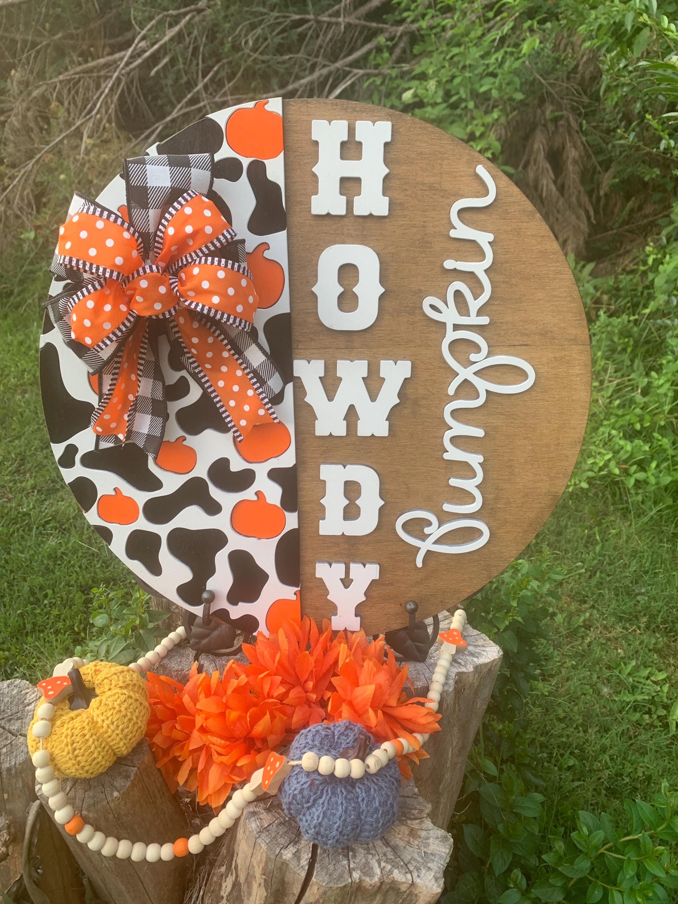 Fall Decor Door Sign for Front Porch, Howdy Pumpkin Sign, Autumn Sign ...