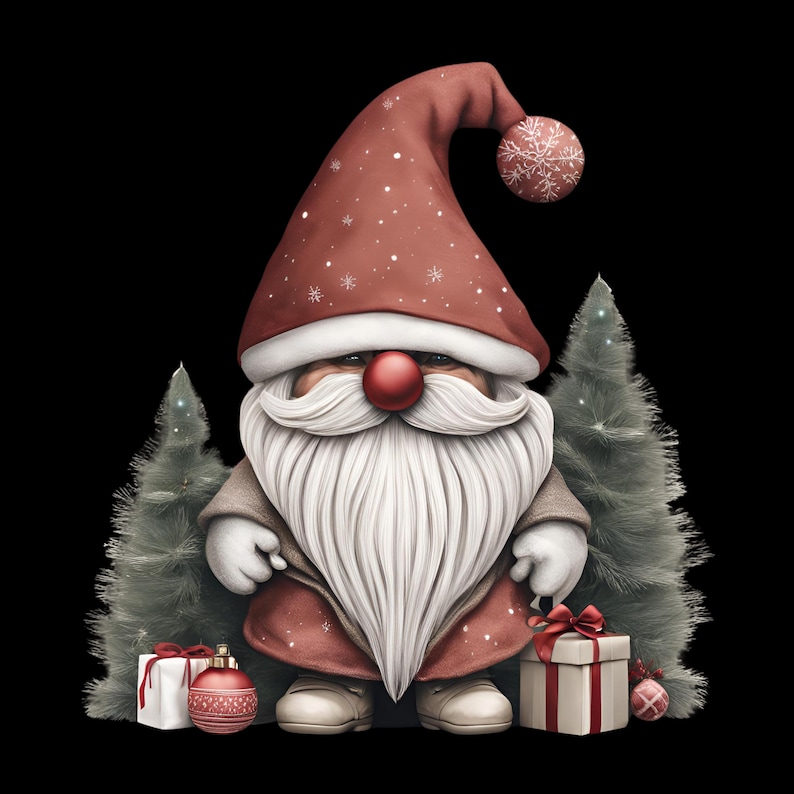Christmas Gnomes Clipart With Muted Tones PNG 10 Images Sage Green ...