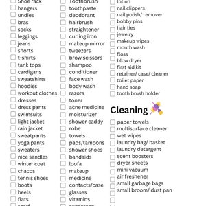 A Girls Dorm Room Packing List - Etsy