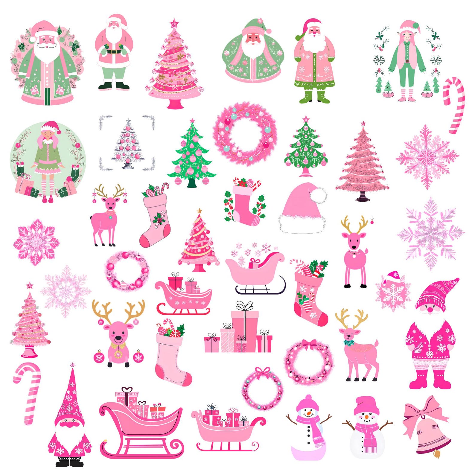 Pink Christmas Clipart Bundle PNG - Etsy