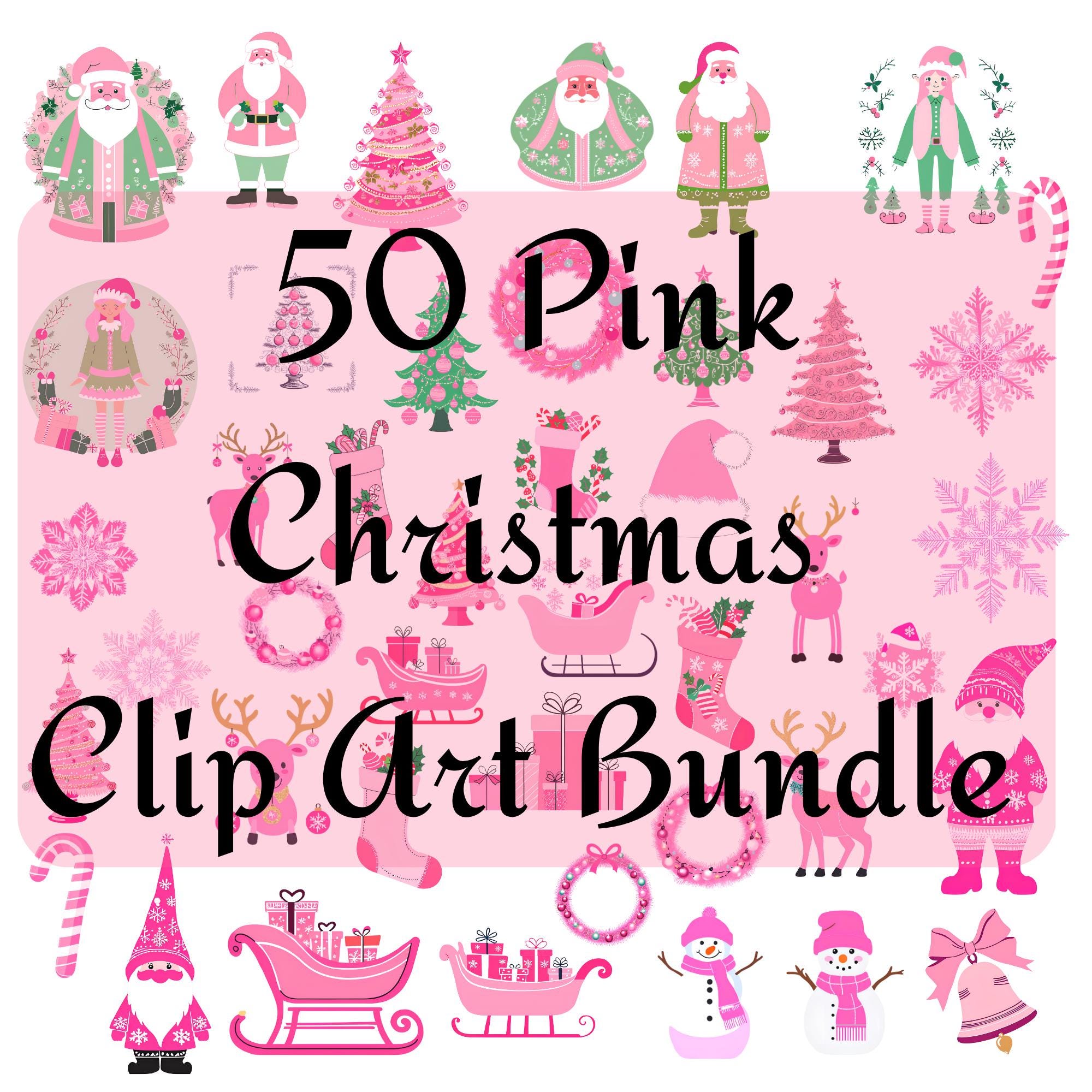 Pink Christmas Clipart Bundle PNG - Etsy