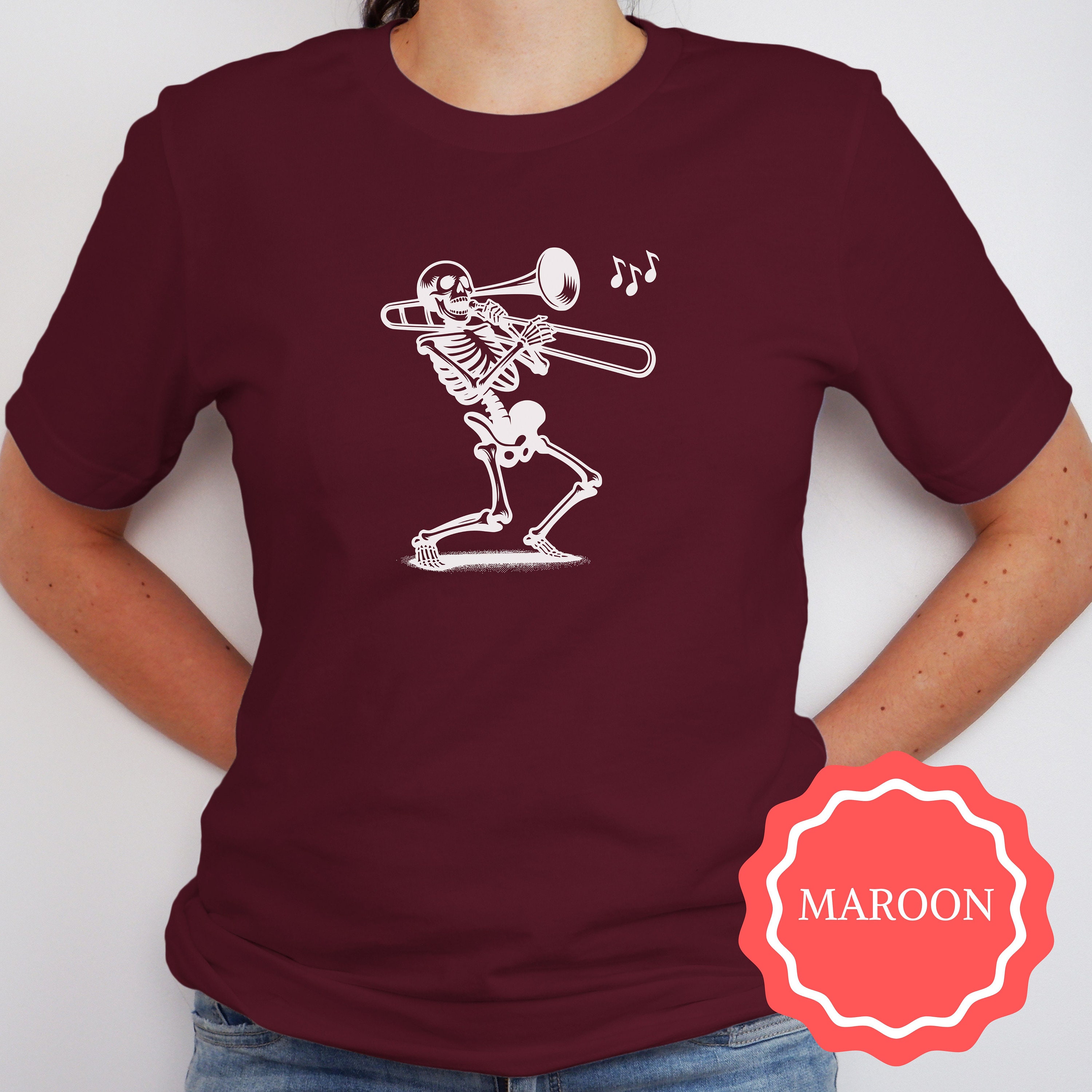 Trombone Skeleton Marching Band Shirt, Band Tee, Brass T-shirt ...