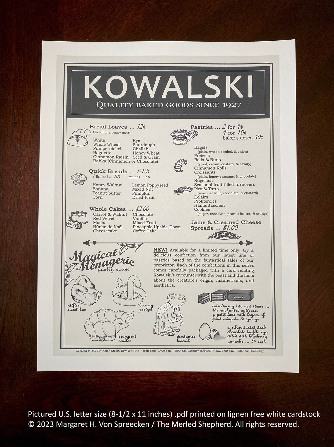 Kowalski's Bakery, Wizarding Newspaper Advertisement - Etsy