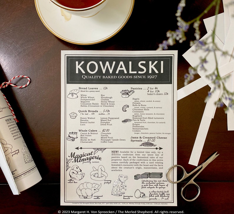 Kowalski's Bakery, Wizarding Newspaper Advertisement - Etsy
