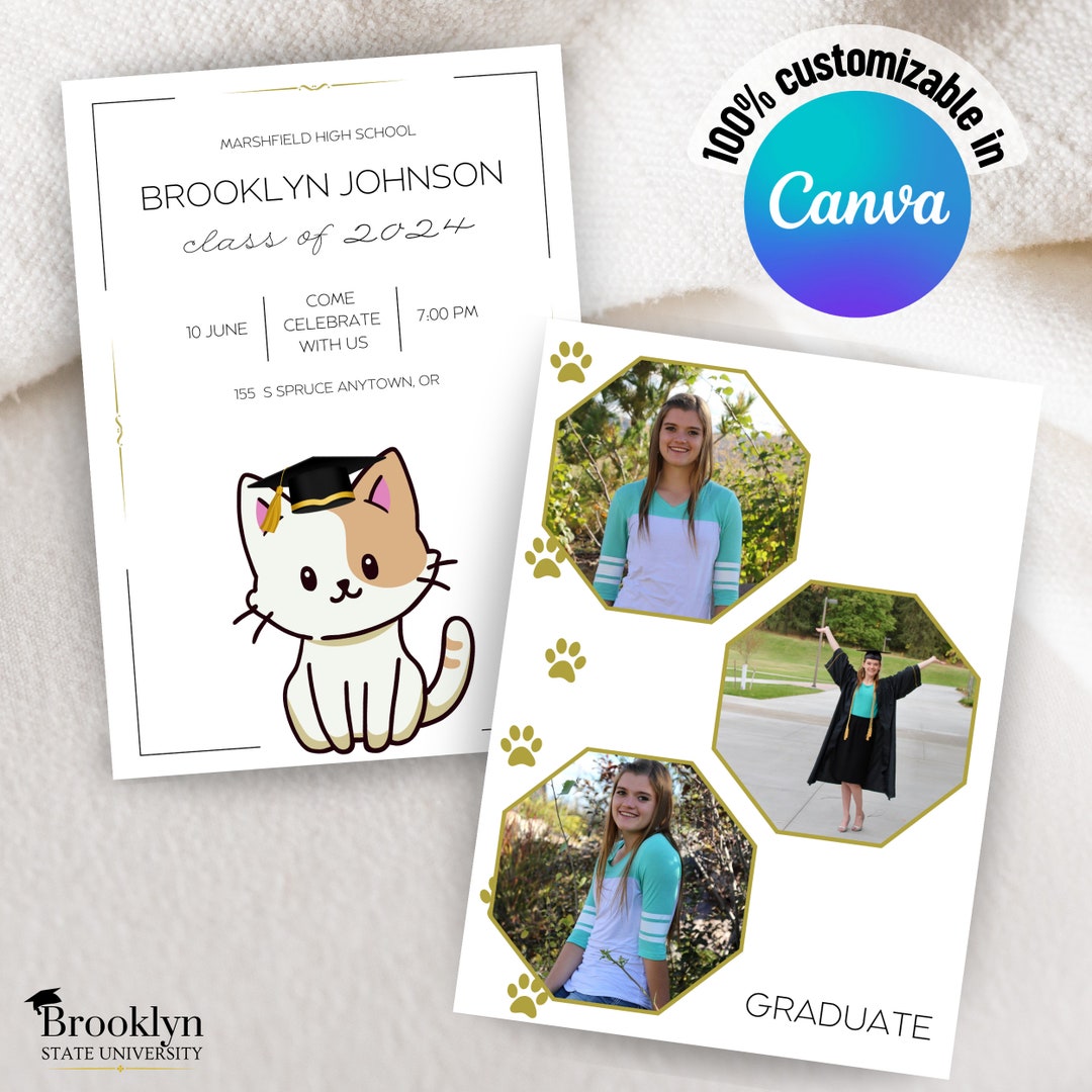 Happy Cat Graduation Announcement 2024 Cat Senior Announcement Kitten ...