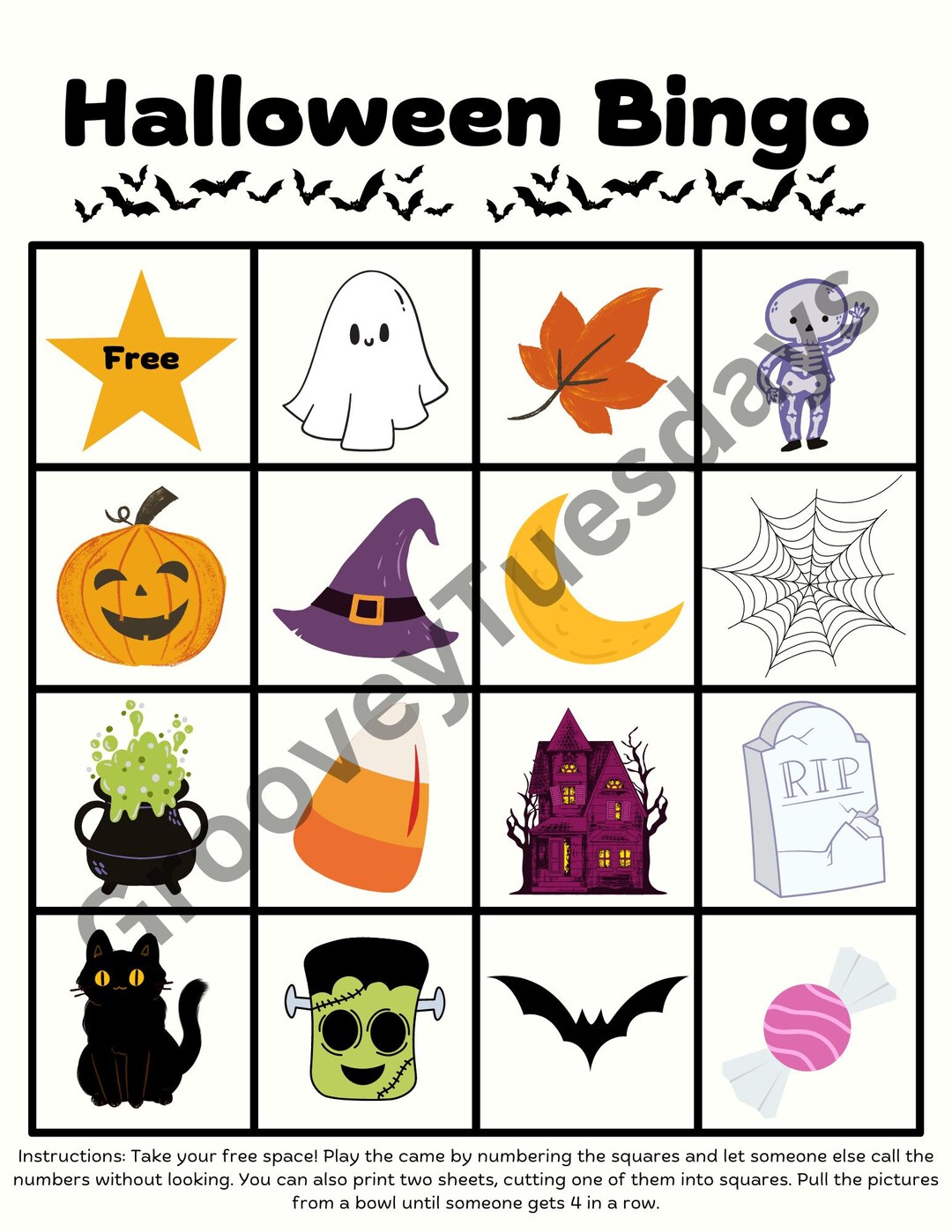 Halloween Bingo Activity for Kids - Etsy
